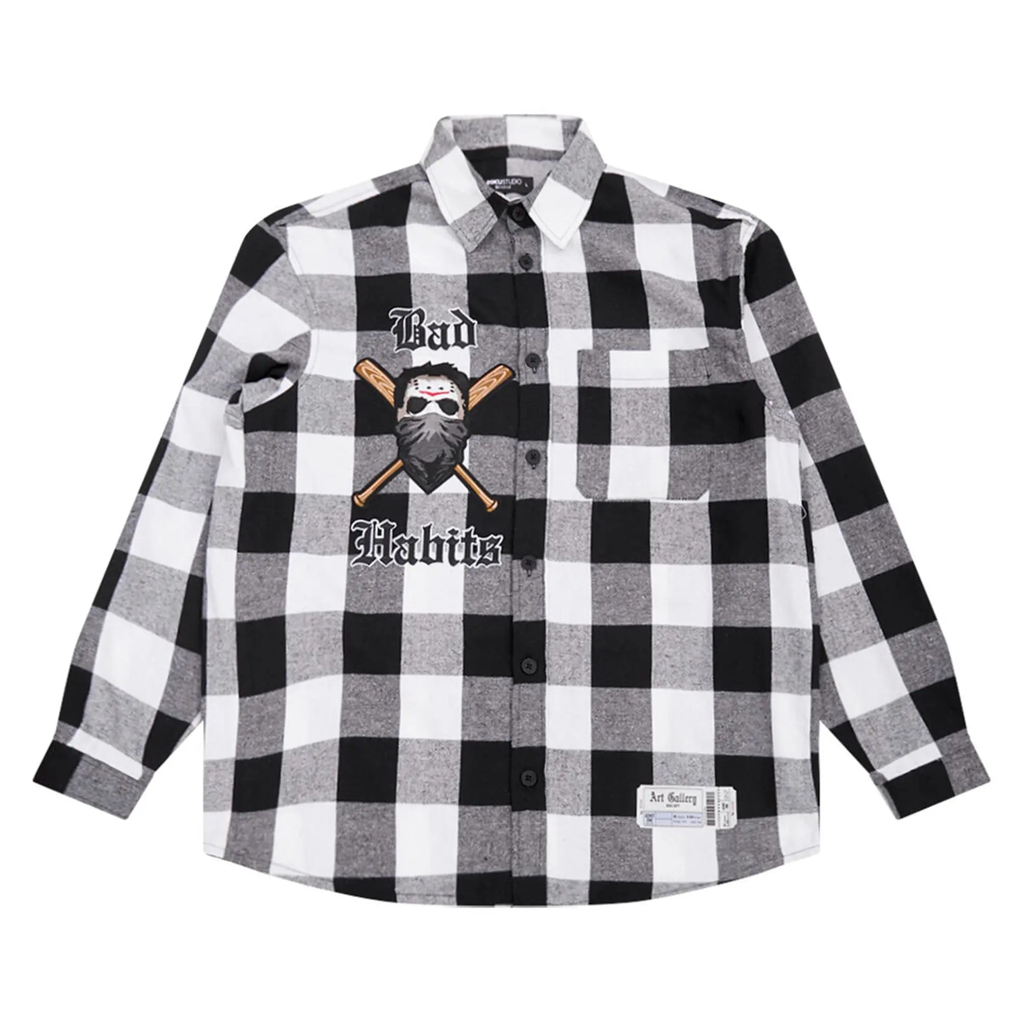 Roku Studio Men Bad Habits Plaid Flannel Shirt (Black) - Walmart.com