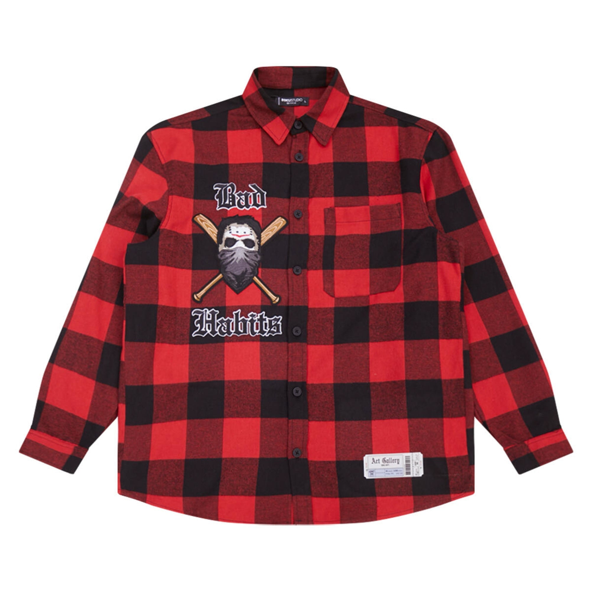 Roku Studio Men Bad Habits Plaid Flannel Shirt (Red) - Walmart.com