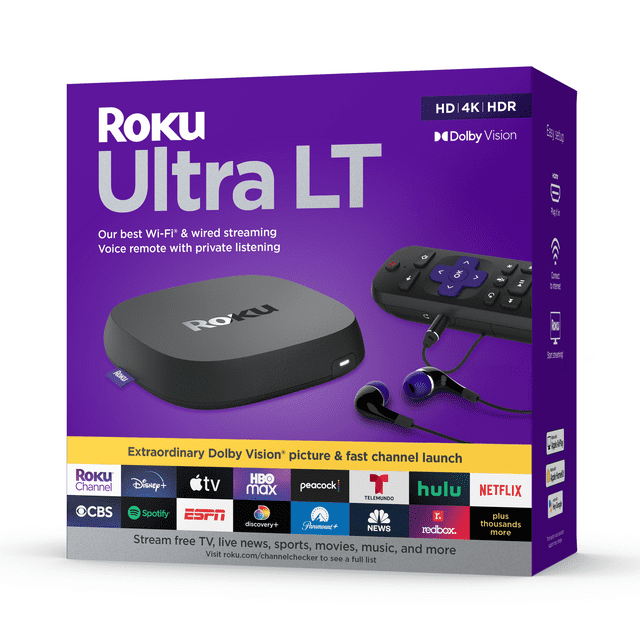 Roku Ultra LT 4K/HDR/Dolby Vision Streaming Device with Voice Remote ...