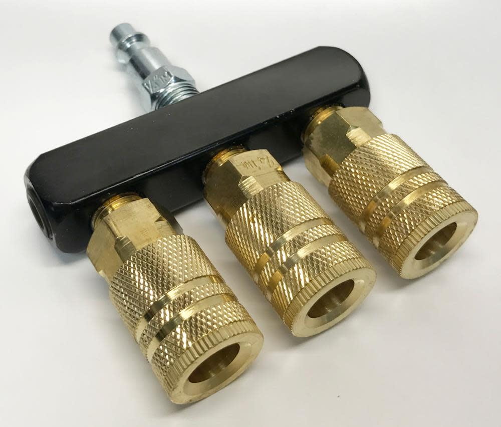 Rolair 1/4" NPT 3-Way Bar Air Manifold with 3 Couplers and Plug M ...