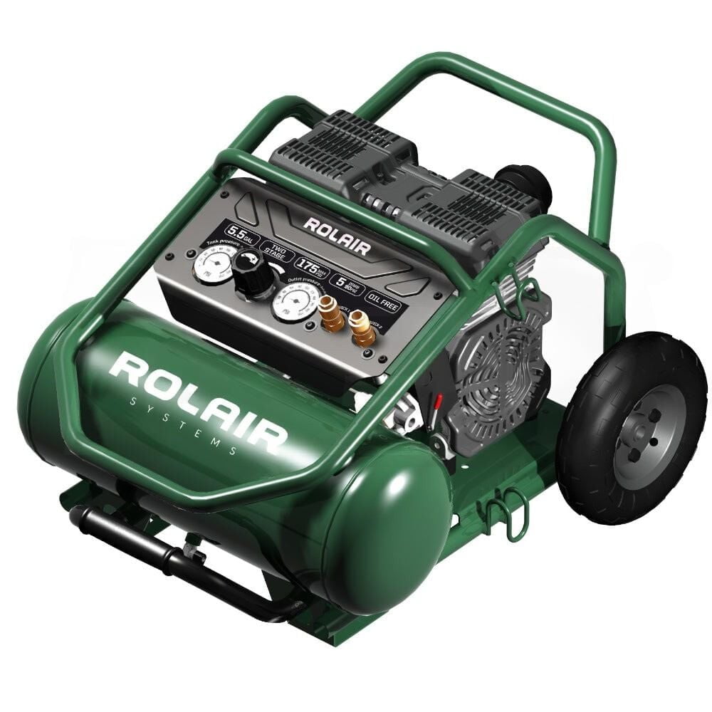 Rolair 5 Gal 2Hp 5 Cfm 2-Stage 175 Psi Electric Wheeled Compressor ...