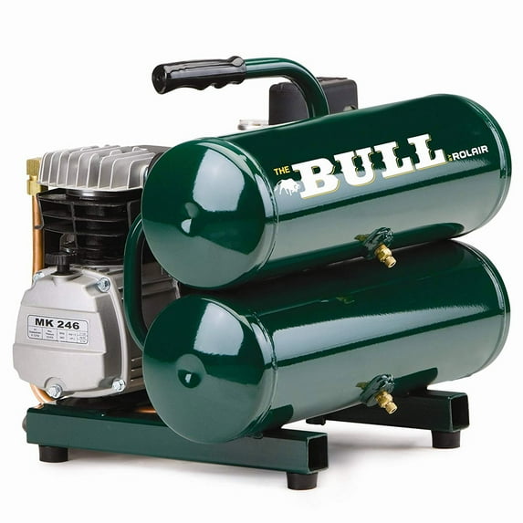 Rolair High Pressure Portable 4.3 Gallon Oil Lubricated Twin Stack ...