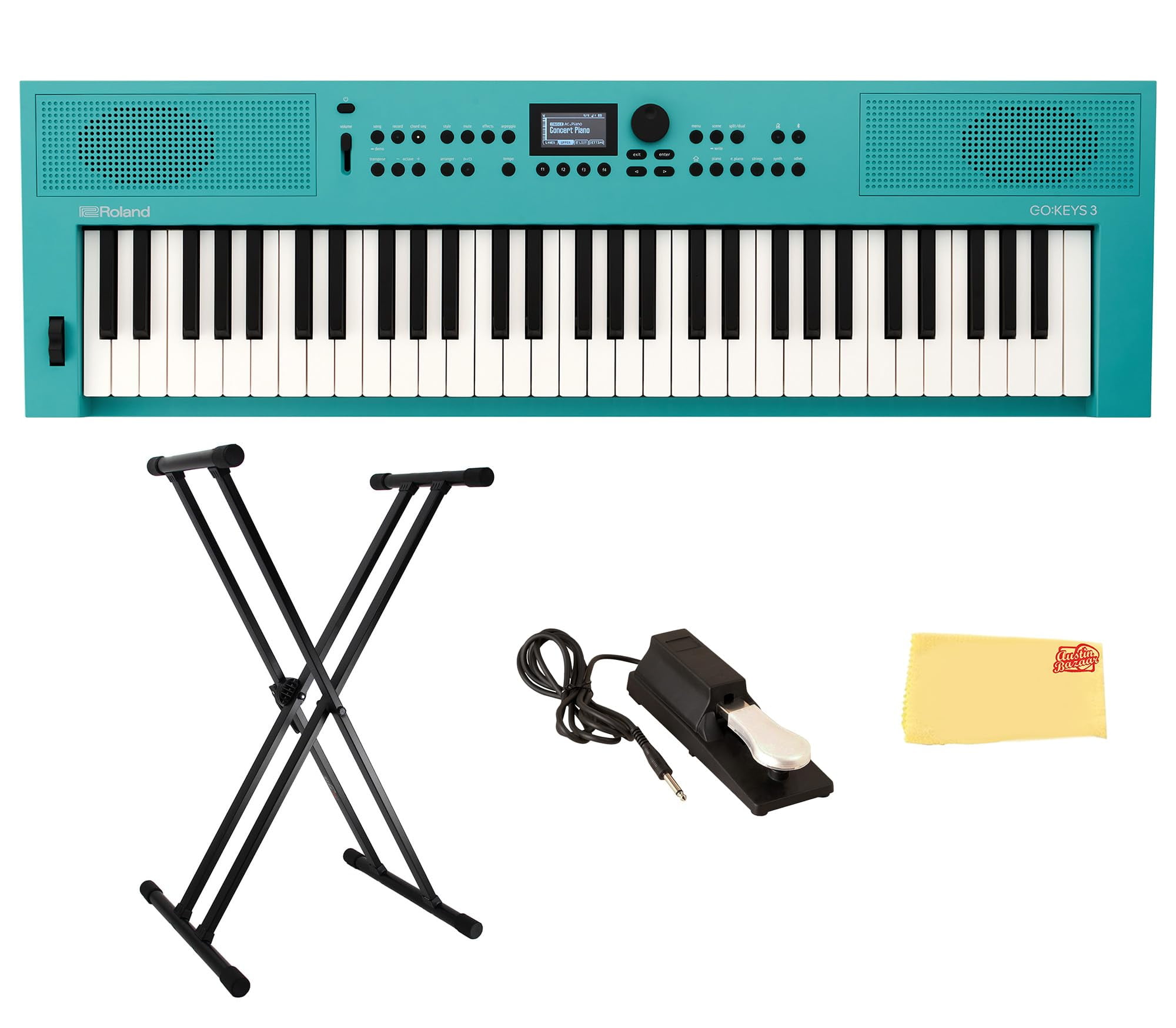 Roland GO:KEYS 3 Turquoise Music Creation Keyboard Bundle with Sustain ...