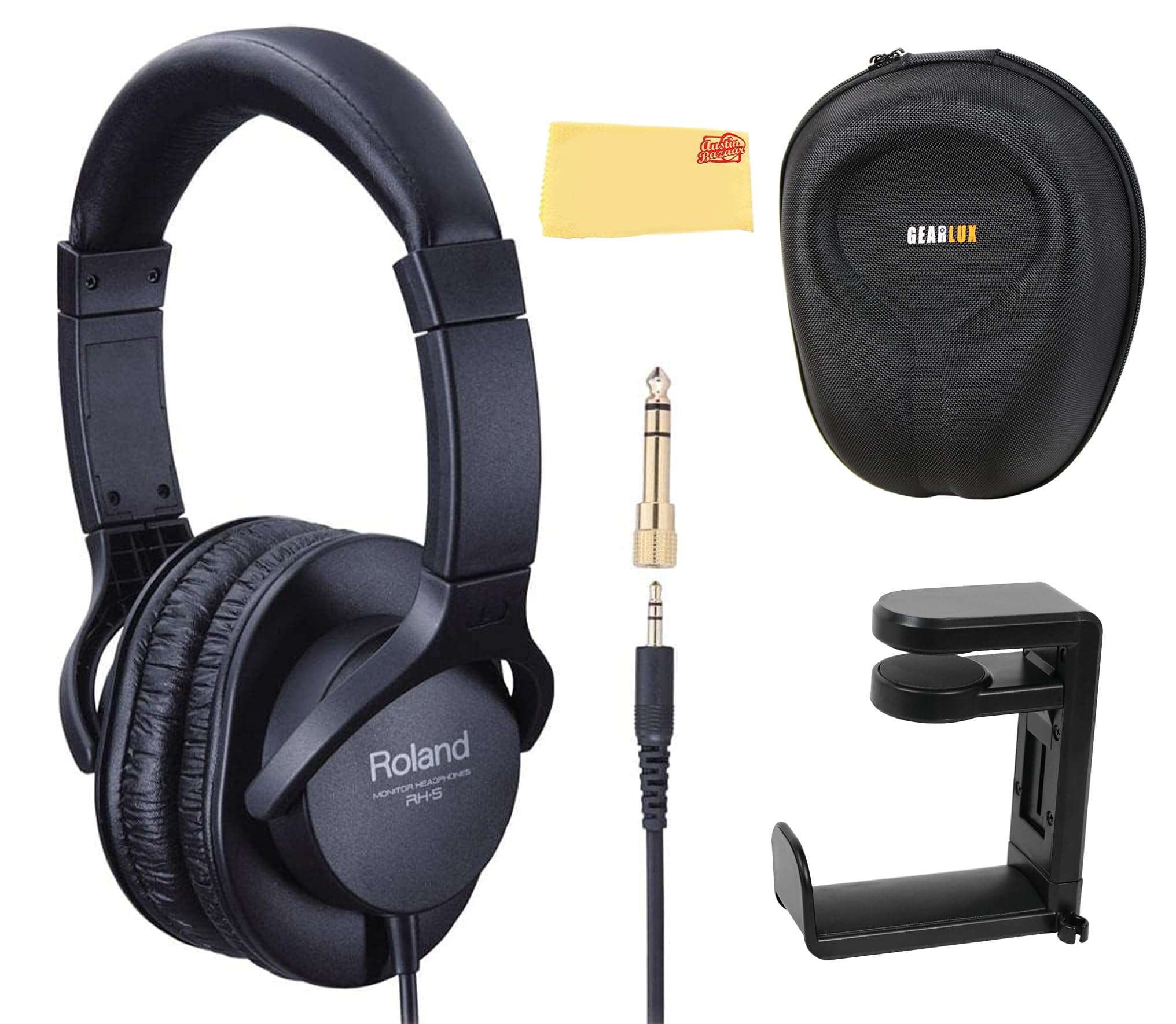 Roland RH-5 Monitor Headphones Bundle with Case, Stand, and Austin ...