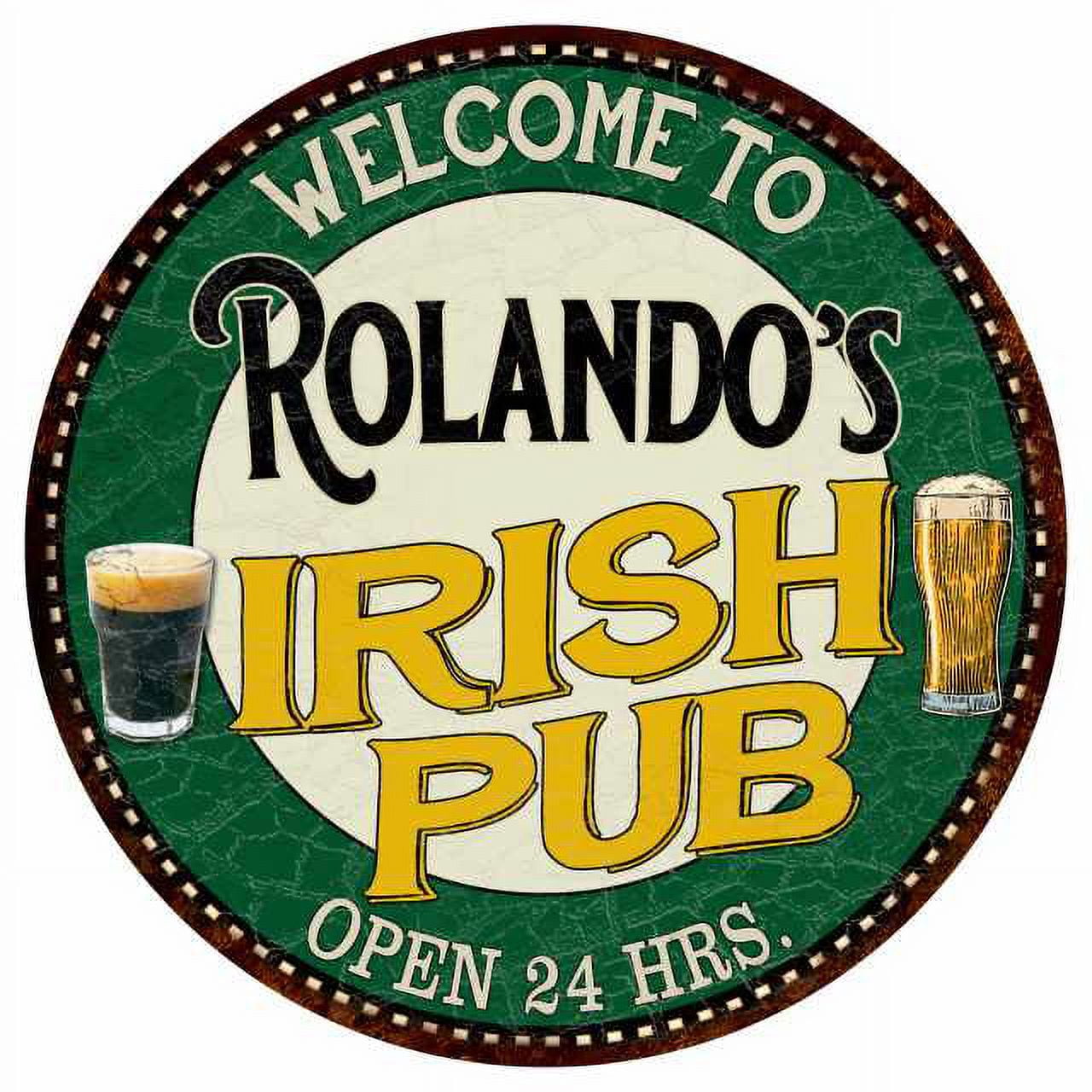 Rolando's Irish Pub 12" Round Metal Sign Kitchen Bar Wall Décor ...