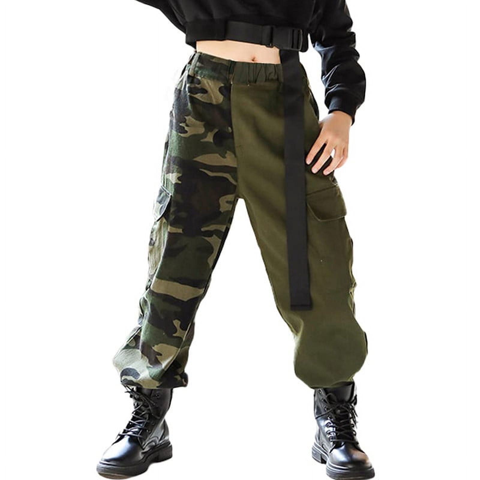 Rolanko Girls Cargo Pants for Kids Loose Streetwear Hip Hop Dance ...