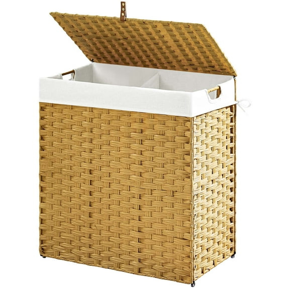 Rolanstar 130L Laundry Hamper Wicker Laundry Basket with Lid, Handles ...