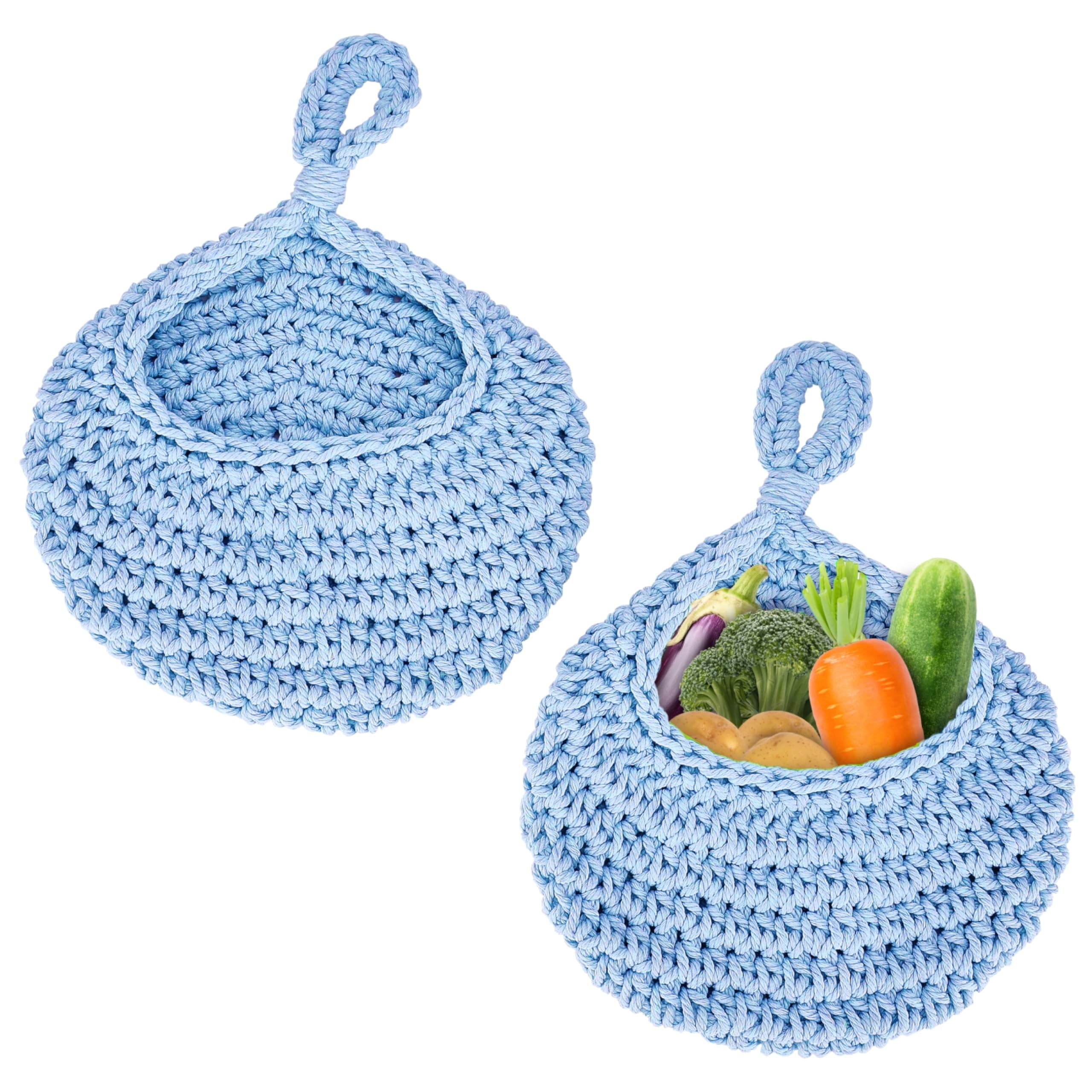 Rolas Trading Hanging Fruit Basket for Kitchen - Handwoven Jute Wall Baskets for Organizing ...