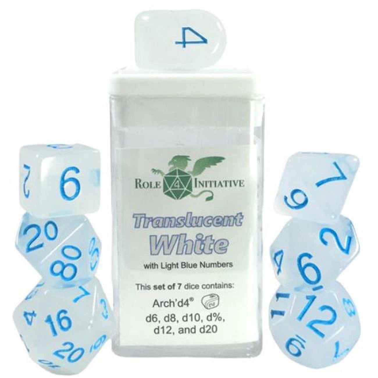 R4I Dice w/Arch'd4: Translucent - White (7) - Walmart.com