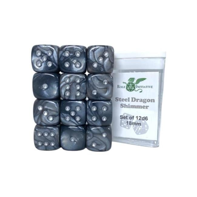 Roll 4 Initiative: Steel Dragon Shimmer Dice - Set of 12d6 18mm ...