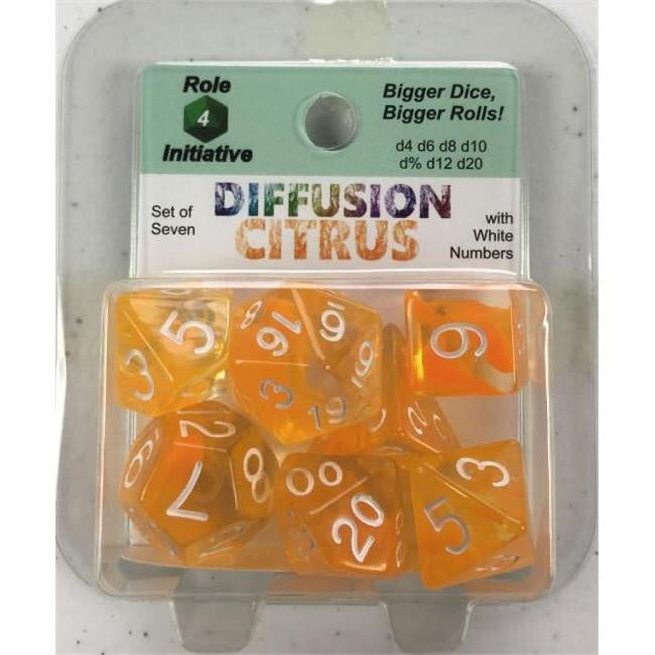 Game Dice - Diffusion Role 4 Initiative Polyhedral Dice - Citrus w ...