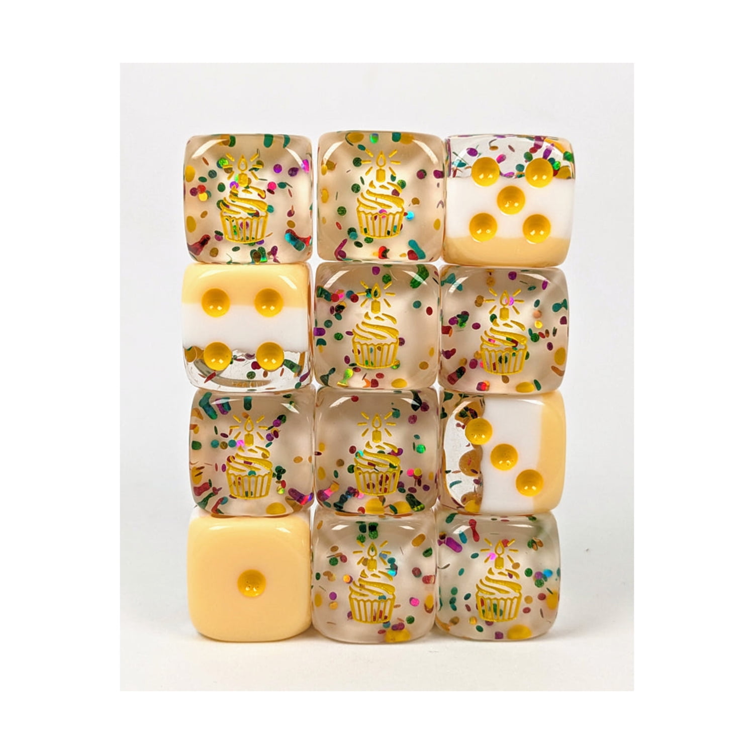 Role 4 Initiative d6 18mm Birthday Wishes w/Yellow Pips & Symbol New ...