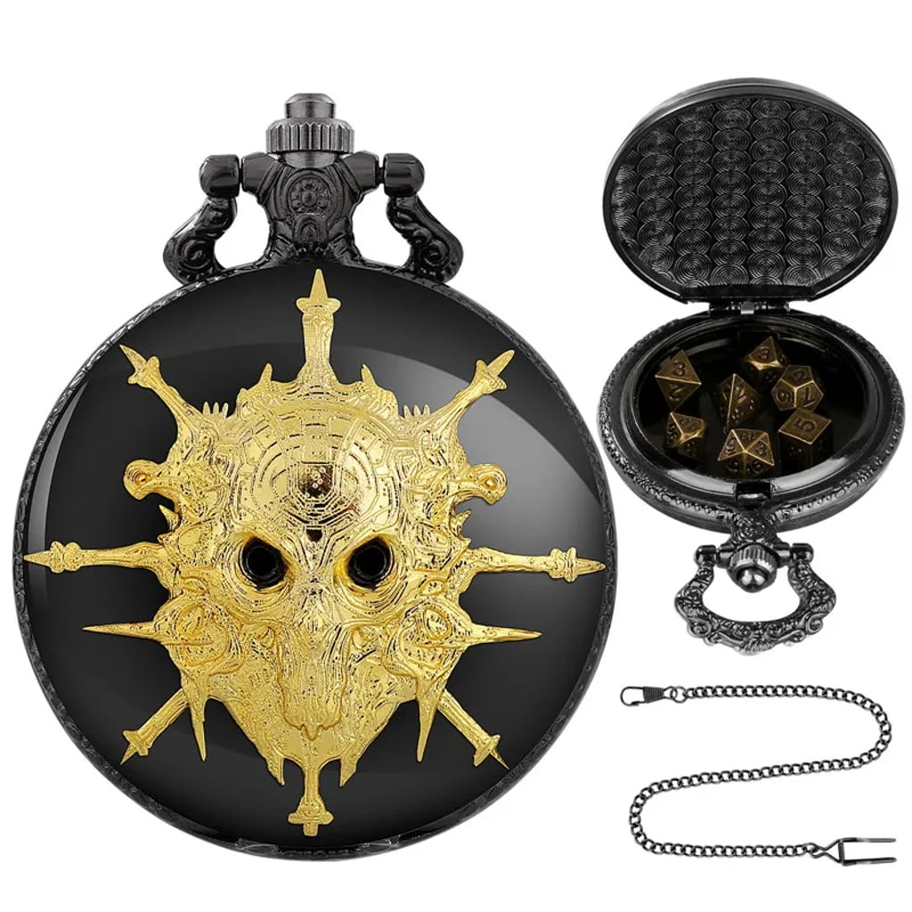 Role Playing Dice Set with Pocket Watch Case Metal Polyhedral Dice ...