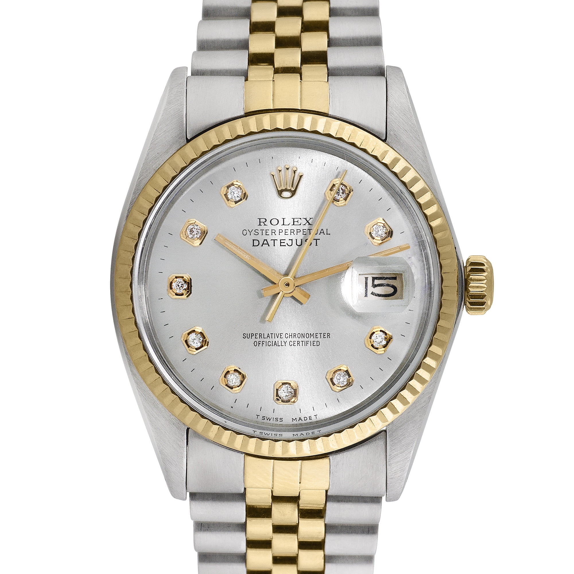 Roleex Watch, Silver Dial 36mm Stainless Steel and 18K Yellow Gold ...