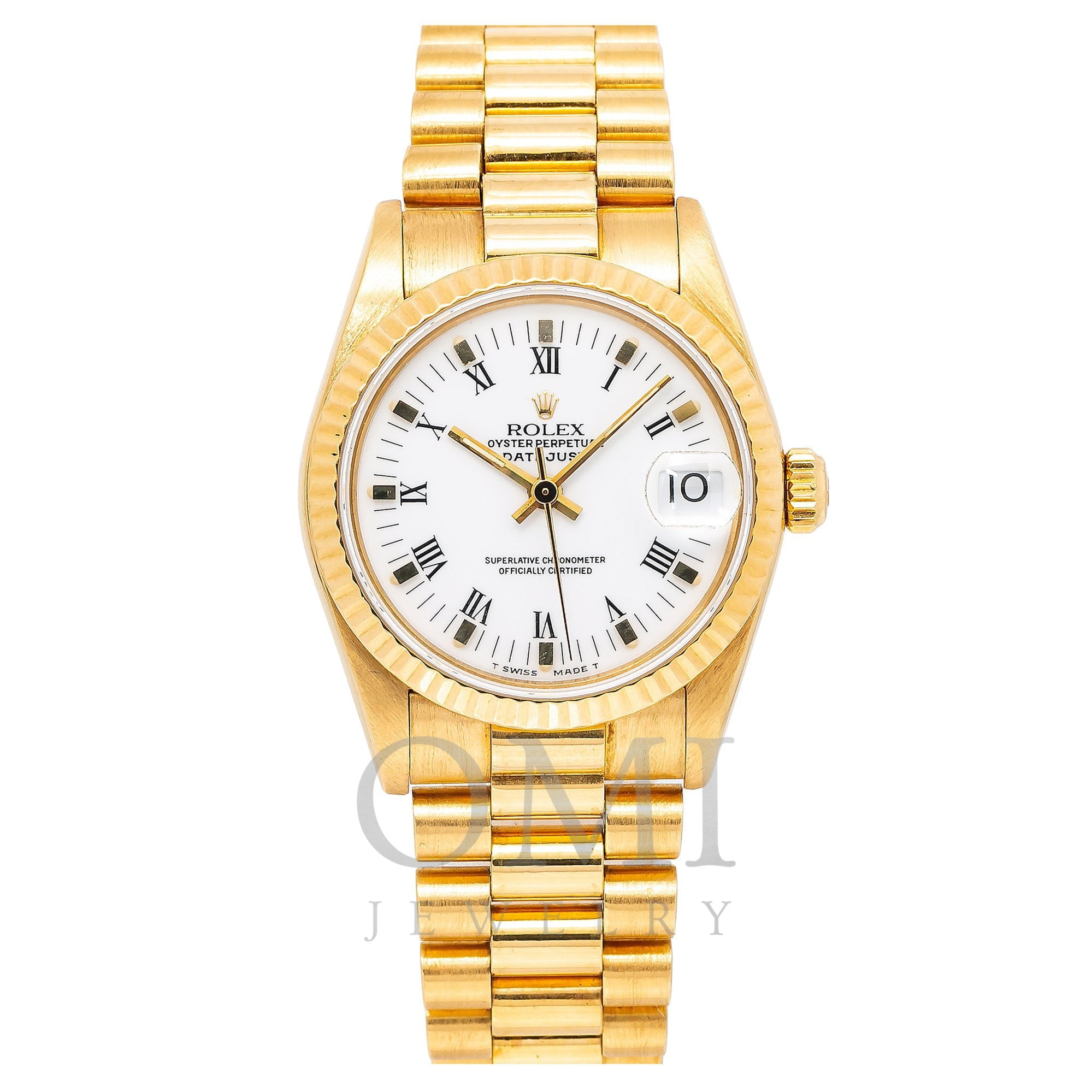 Rolex Datejust 68273 White Dial With Yellow Gold President Bracelet, Rolex, Adult, Male ...