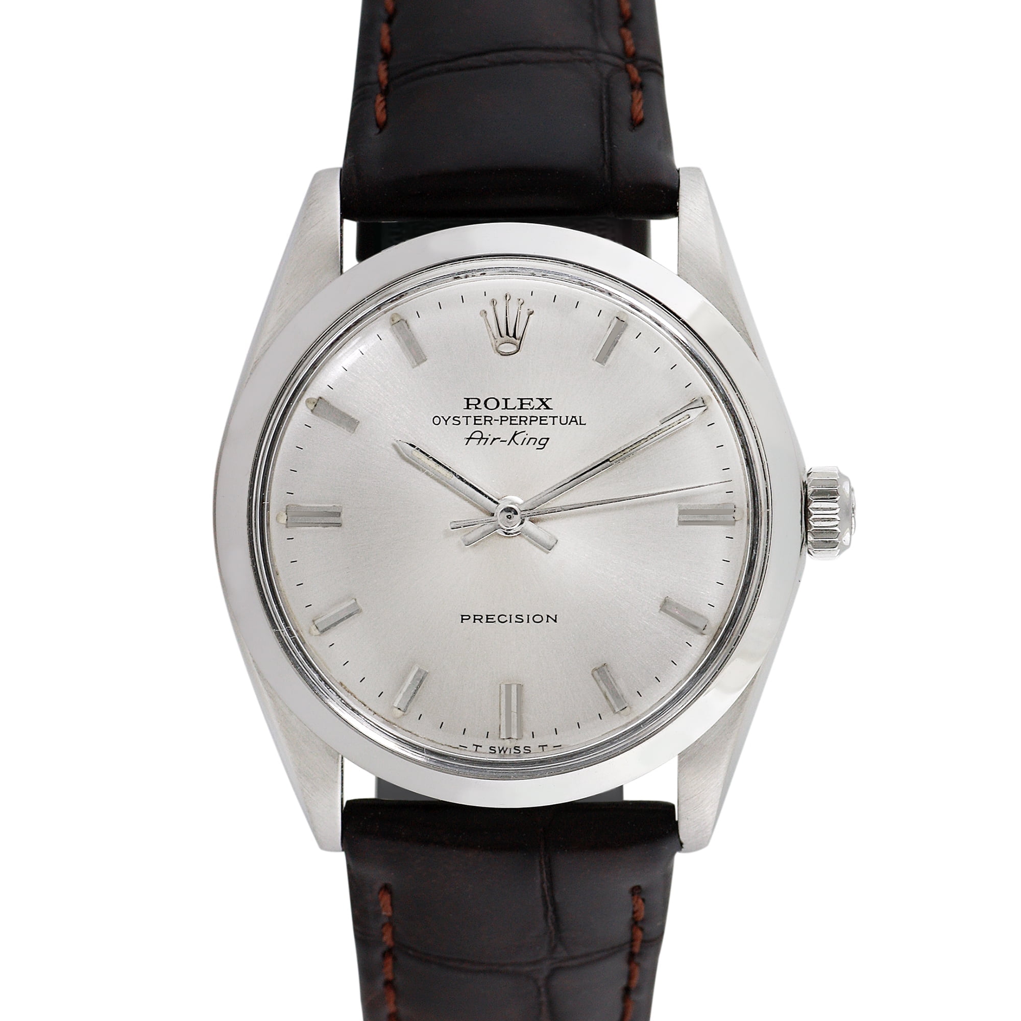 Pre-Owned Rolex Men's Airking 34mm Generic brown leather Wristwatch ...