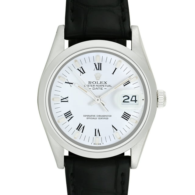 Pre-Owned Rolex Men's Date 34mm Generic black leather Wristwatch ...