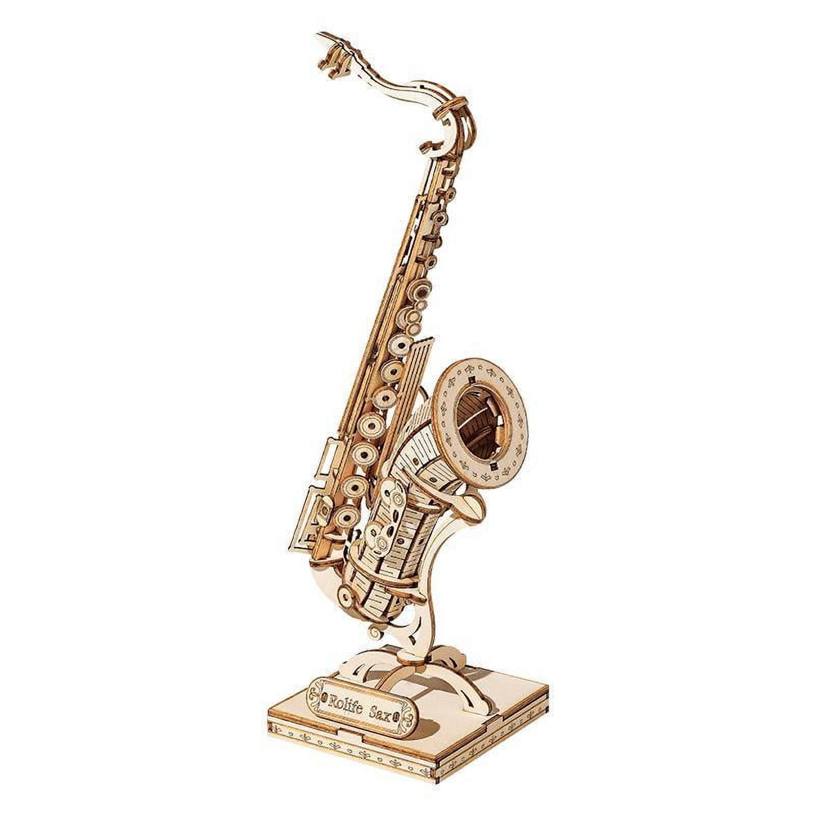 Rolife 3D Puzzle Saxophone Kit for Kids Wooden Craft Kits DIY Model Toy ...