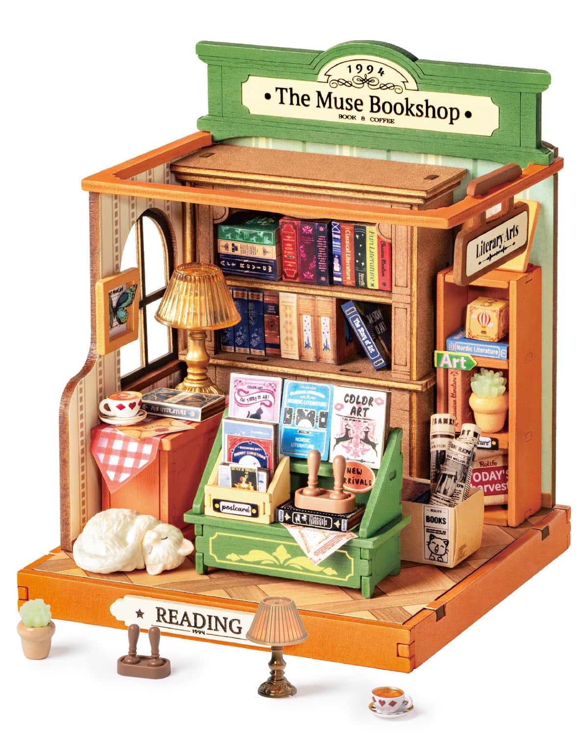 Rolife DIY Miniature House Wood Kit The Muse Bookshop Home Desk ...