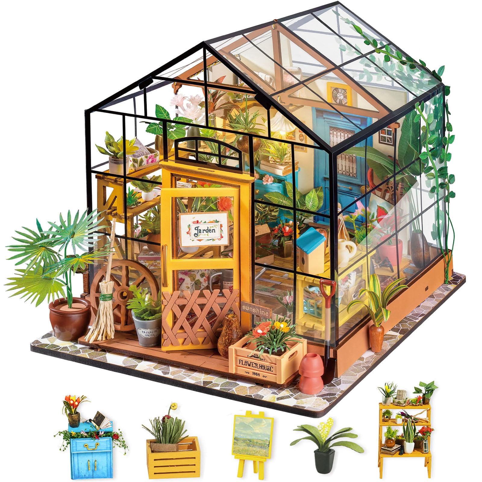 Rolife Dollhouse DIY Miniature Room Kit-Handmade Green House-Home ...