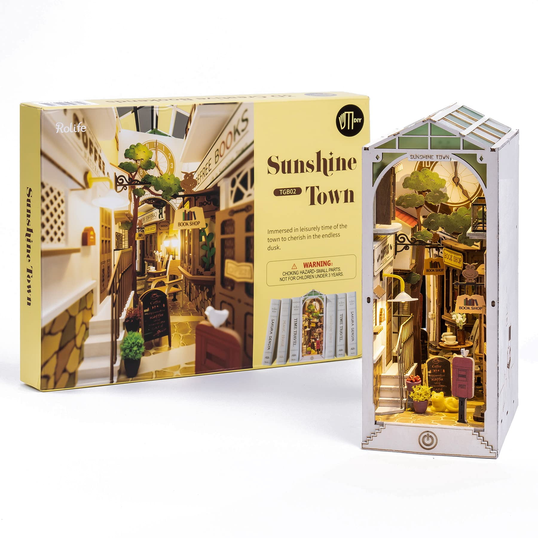 Rolife LED Book Nook Kit-Decorative Bookend Stand-3D Wooden Puzzle for ...