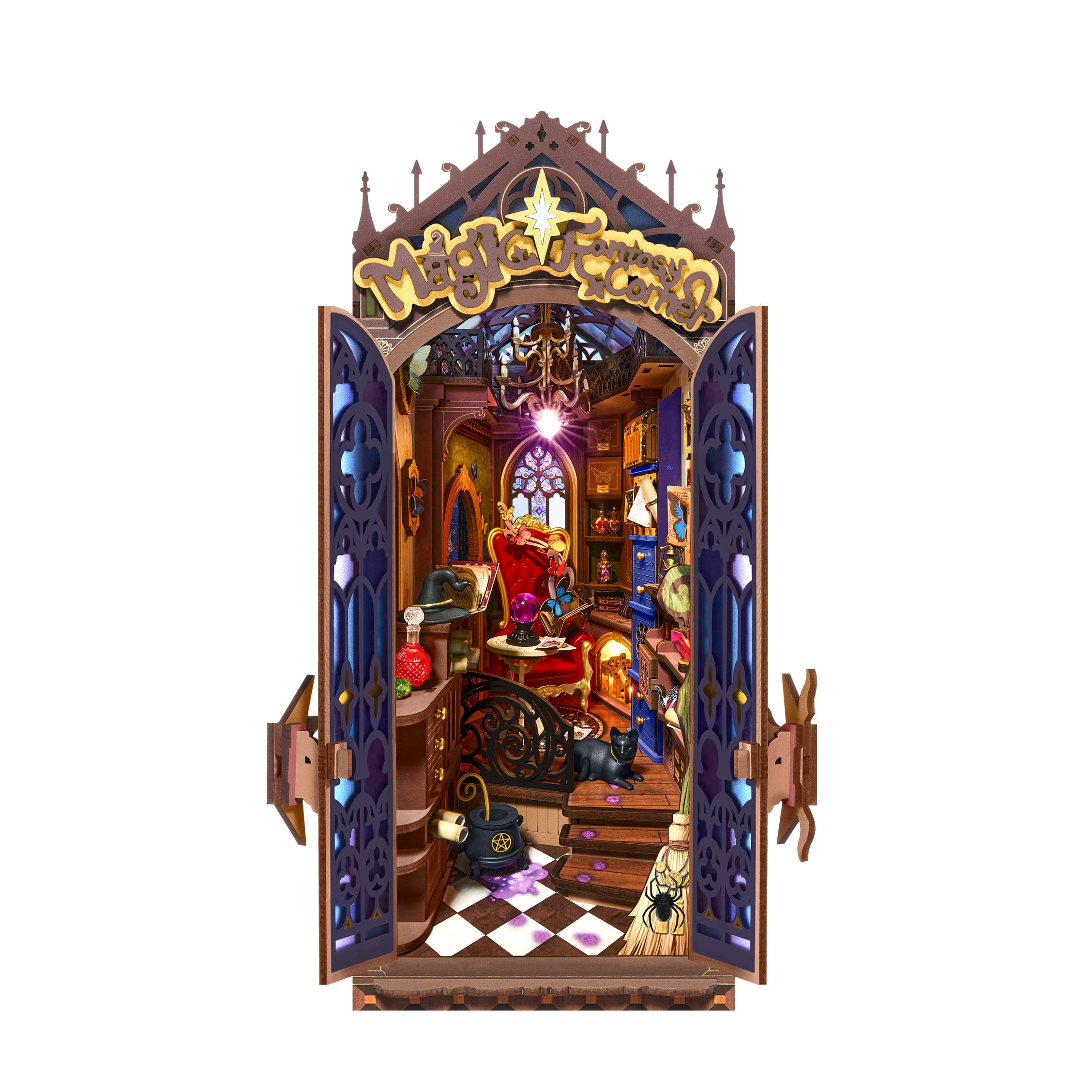 Rolife Magic Fantasy Corner DIY Book Nook Shelf Insert,LED Bookshelf ...