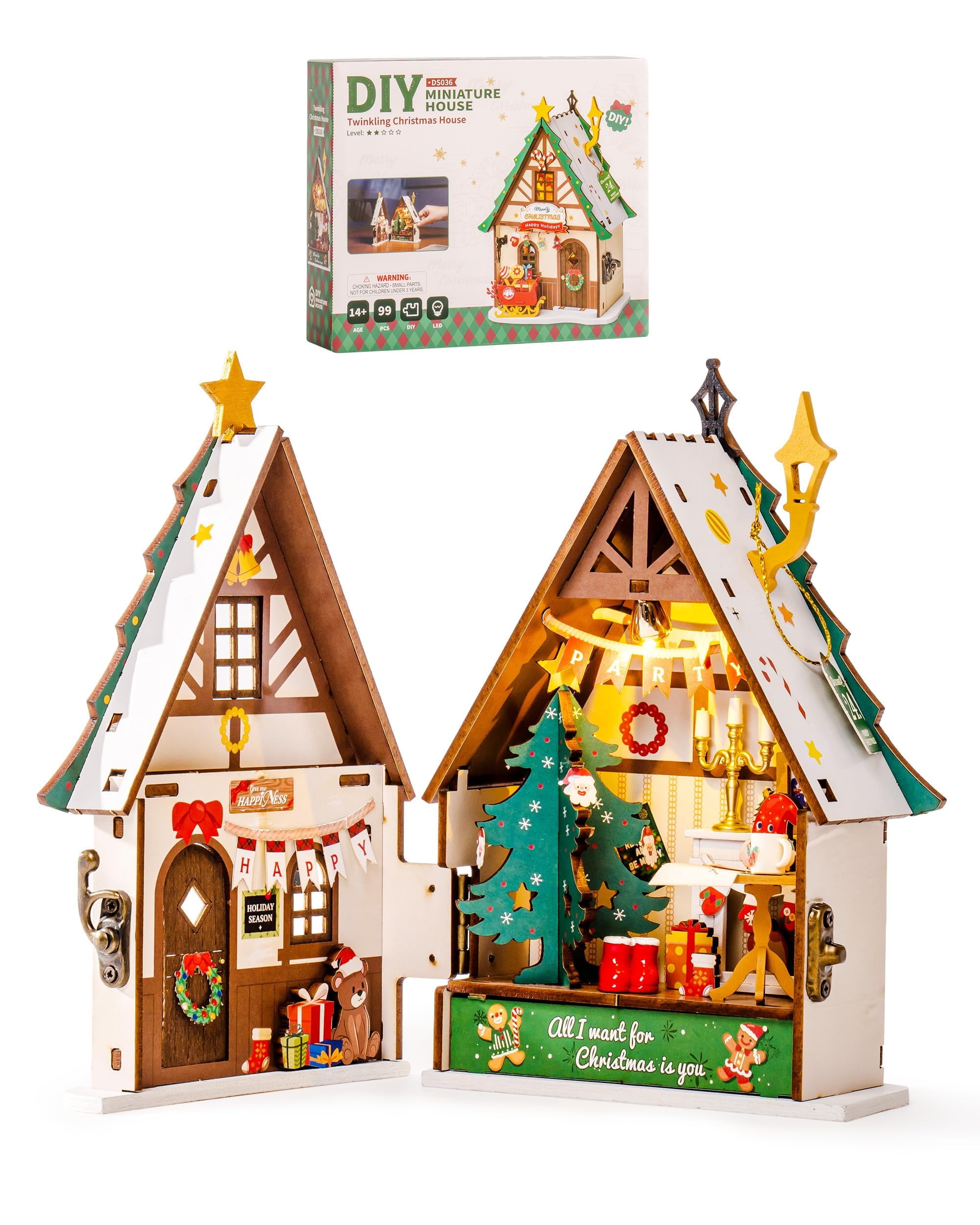 Rolife Miniature House Kit Christmas, Miniature Dollhouse Kits for ...