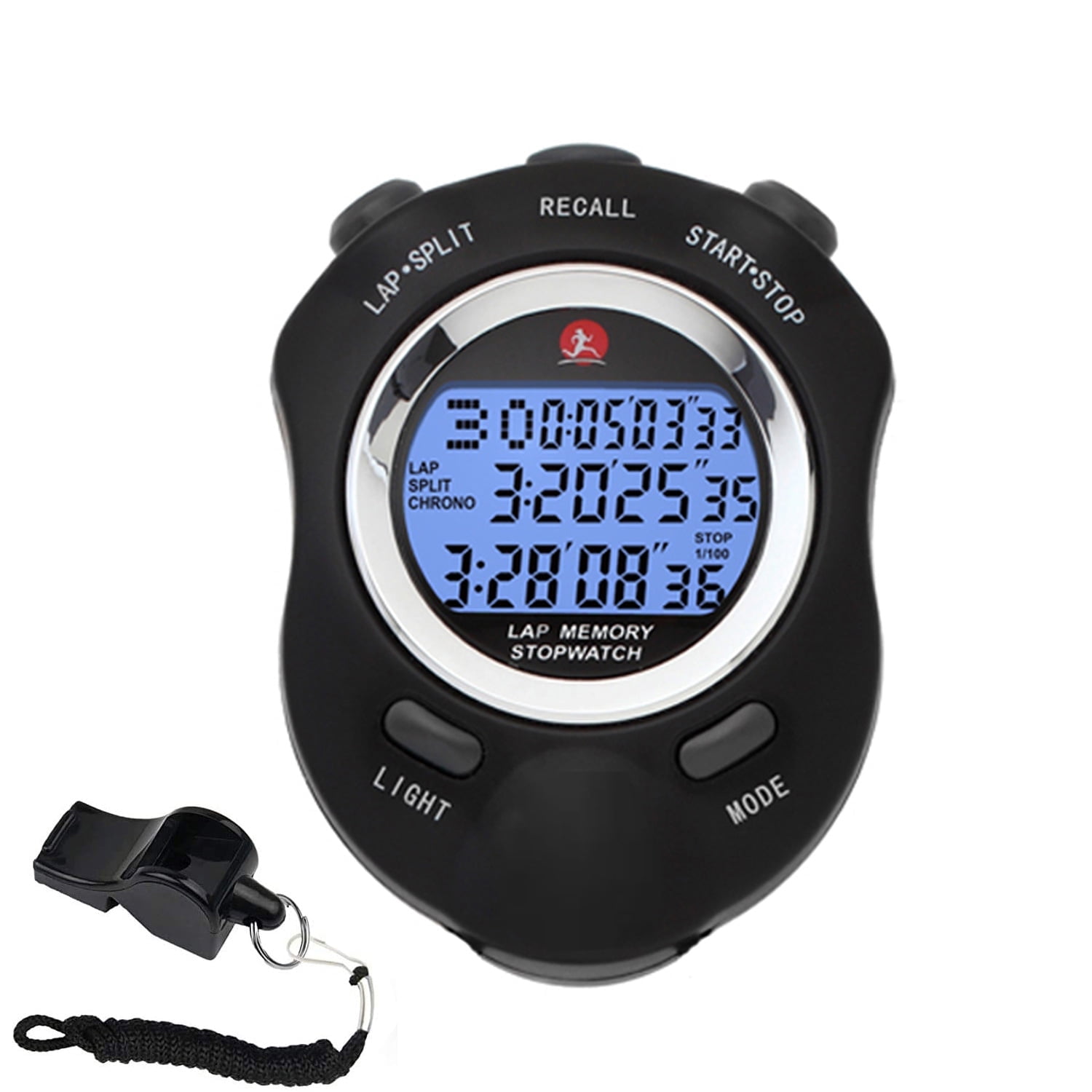 Rolilink Handheld Digital Clock Stopwatch, 10 Laps Waterproof Timer with Backlight for Sports ...