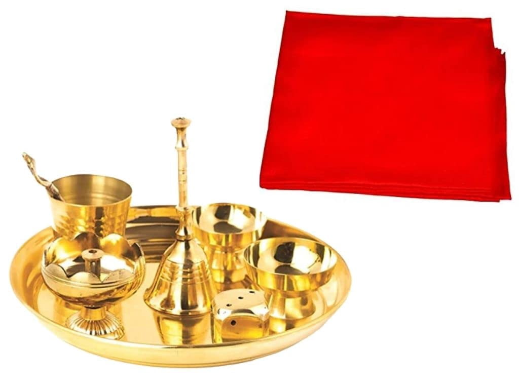 Rolimoli Premium Design Brass Puja Thali Set for Festival Ethnic Pooja ...