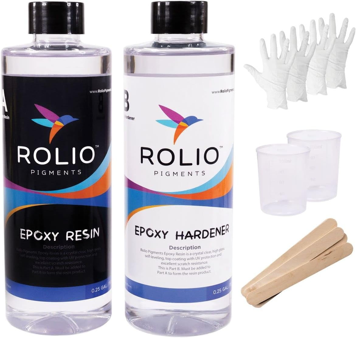 Rolio Epoxy Resin & Mica Powder Bundle, 2 Gallon Clear Casting Kit with ...
