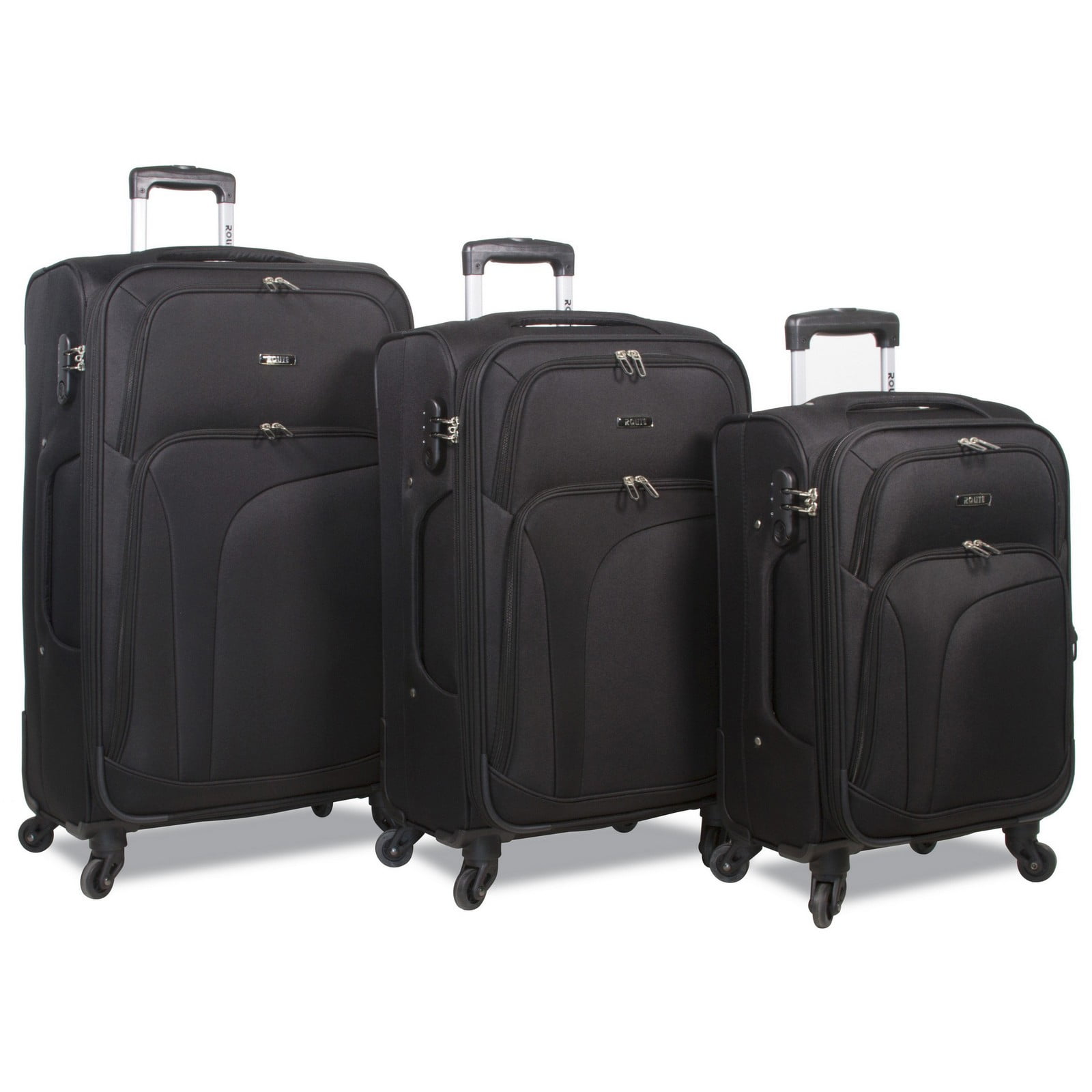 Rolite Rover 3-Piece Spinner Expandable Luggage Set - Black - Walmart.com