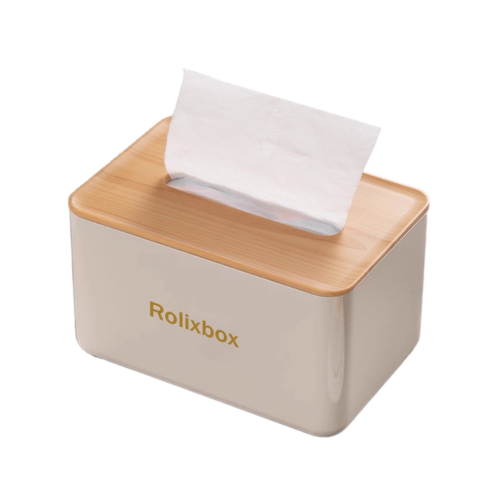 Rolixbox Plastic tissue box covers, Tissue Box Cover for Disposable Paper Facial Tissues, Wooden ...