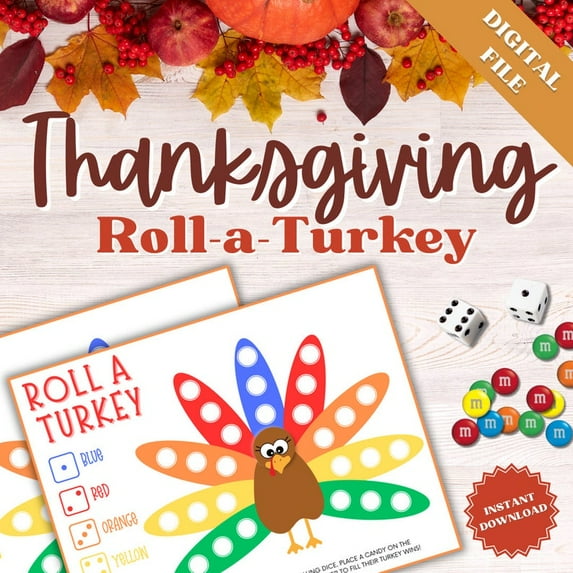 Roll A Turkey Thanksgiving Game: Fun Printable Activity – No Physical ...