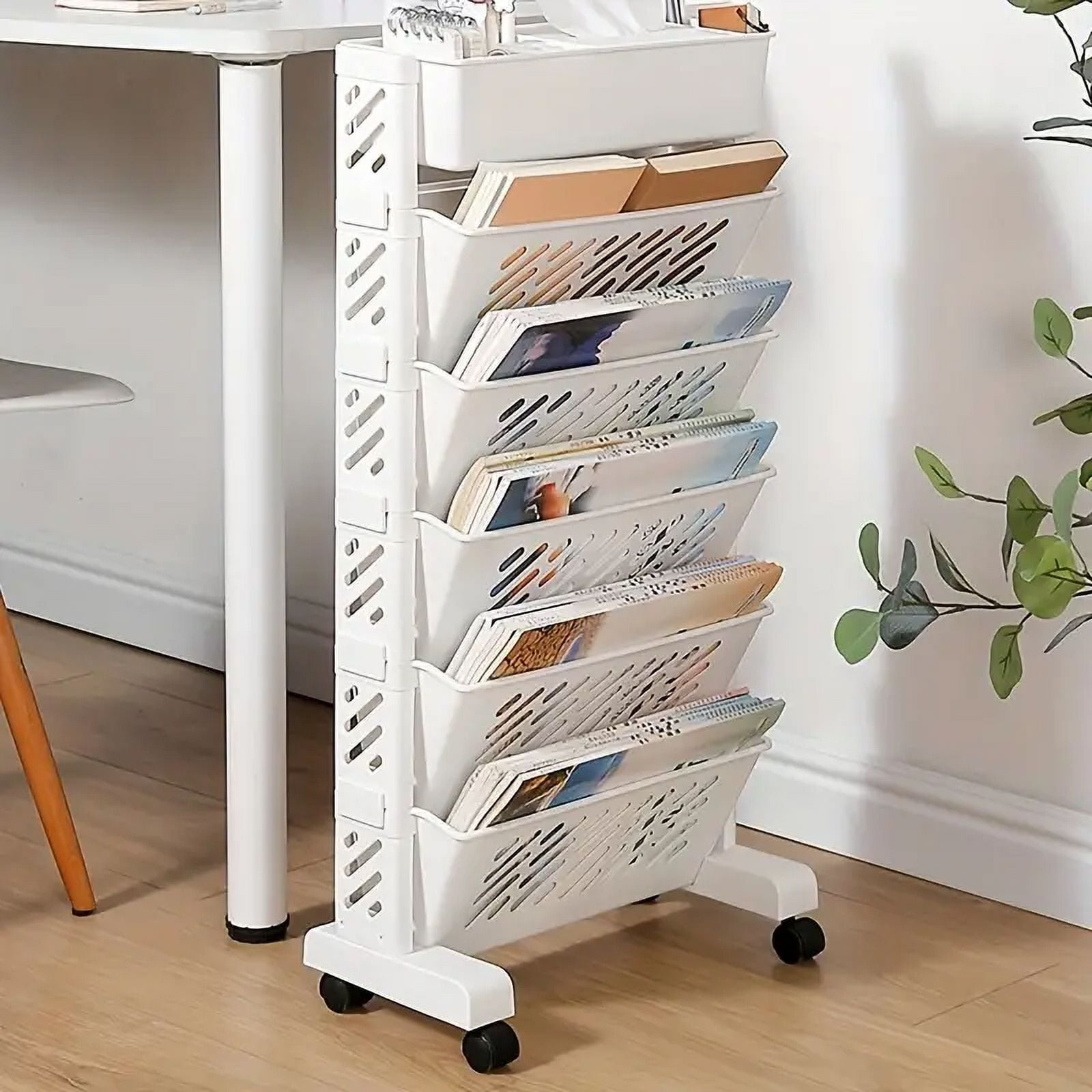 Free Shipping! Roll Away Clutter: Movable 6-Layer Plastic Books Cart ...