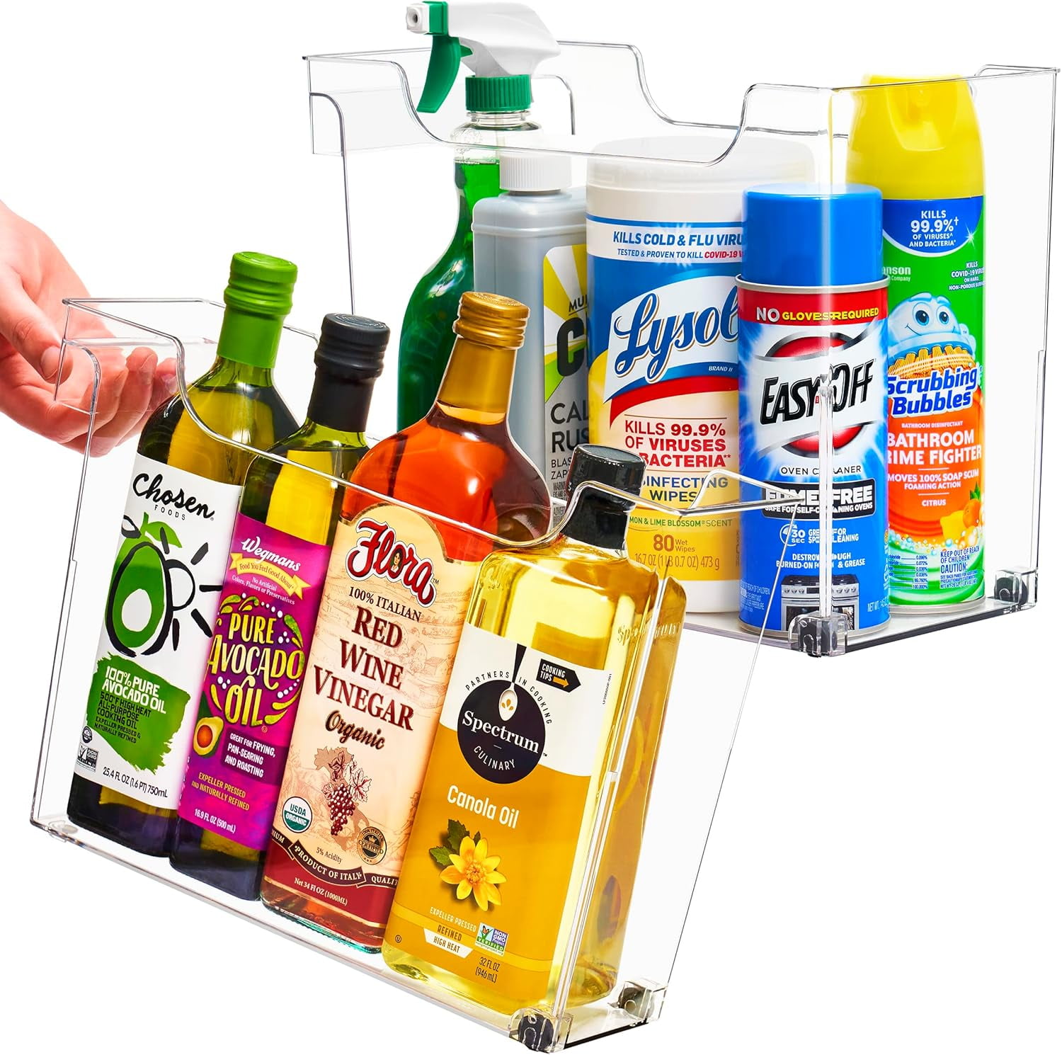 Roll Out Bottle Organization Bins - 2 Sizes Pantry Under Sink Organizer ...
