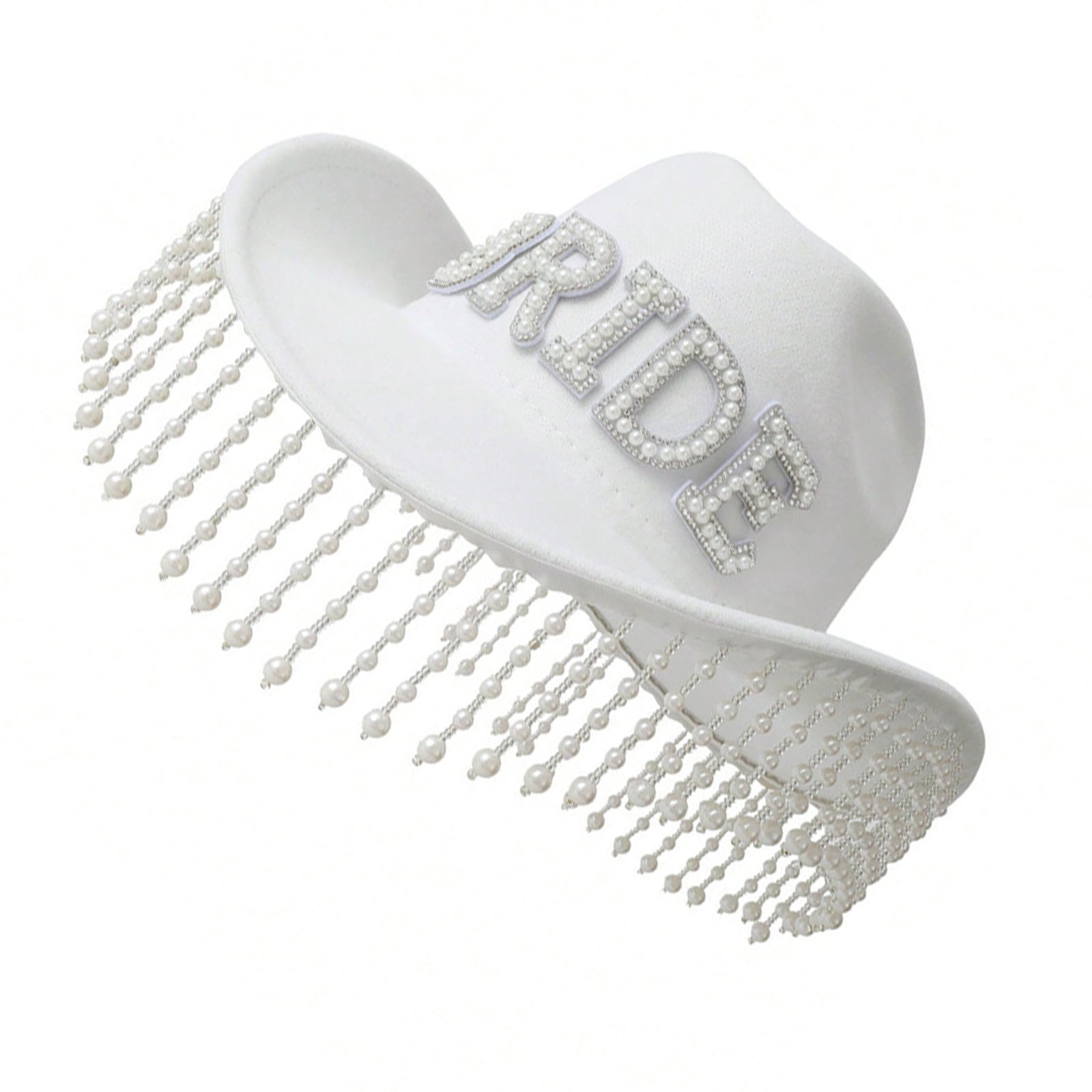 Roll Brims Hat for Bride Bridesmaids Elegant Tassels Bead Hat Theme ...