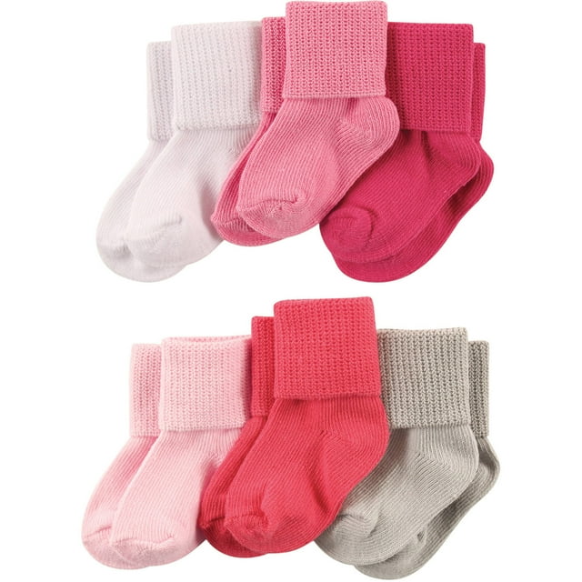 Roll Cuff Socks, 6-Packs (Baby Girls) - Walmart.com