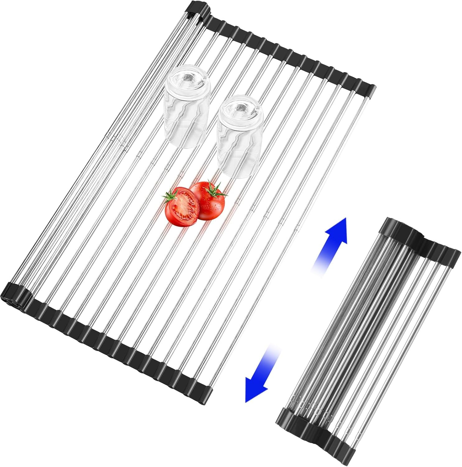 Roll Up Dish Drying Rack, Expandable Over The Sink Dish Drainer ...