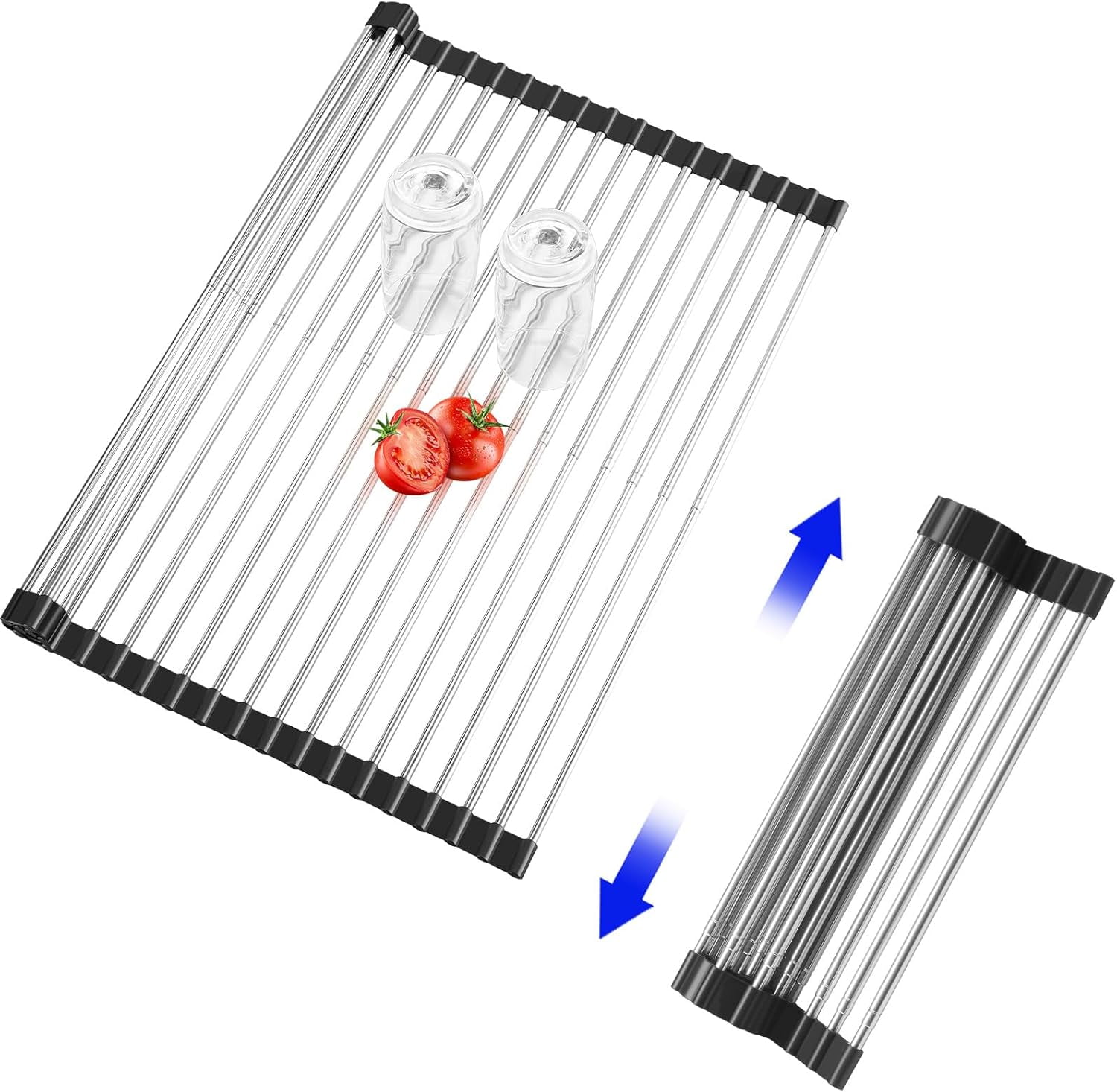 Roll Up Dish Drying Rack, Expandable Over The Sink Dish Drainer ...