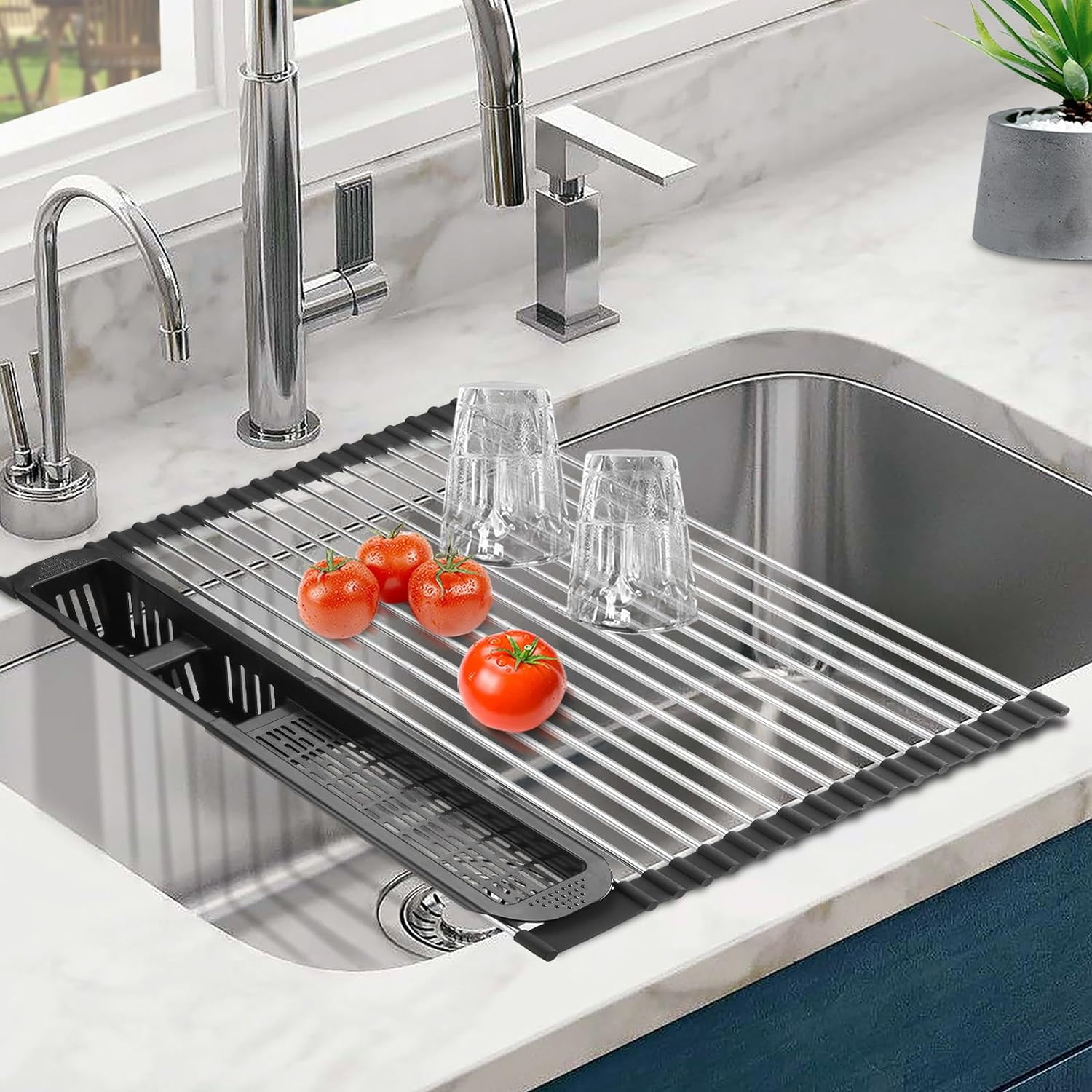 Roll Up Dish Drying Rack,Expandable Over The Sink Dish Drainer ...