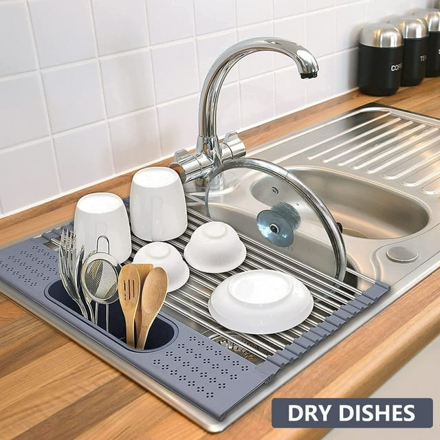 Roll Up Dish Drying Rack Over The Sink 44cm x 38.5cm, SUS304 Multi ...