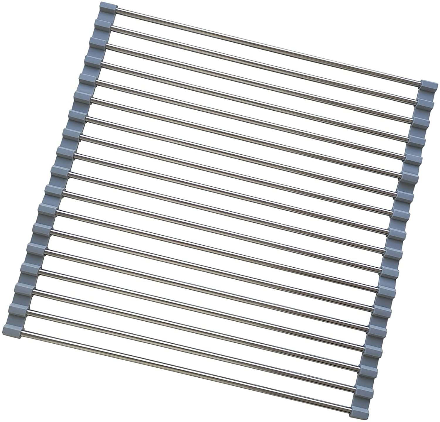 Roll Up Dish Drying Rack, Stainless Steel and Silicone Dish Drying Mat ...