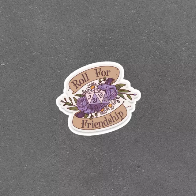 Roll For Friendship D20 Sticker - Dnd Inspired Floral Designphone Decal ...