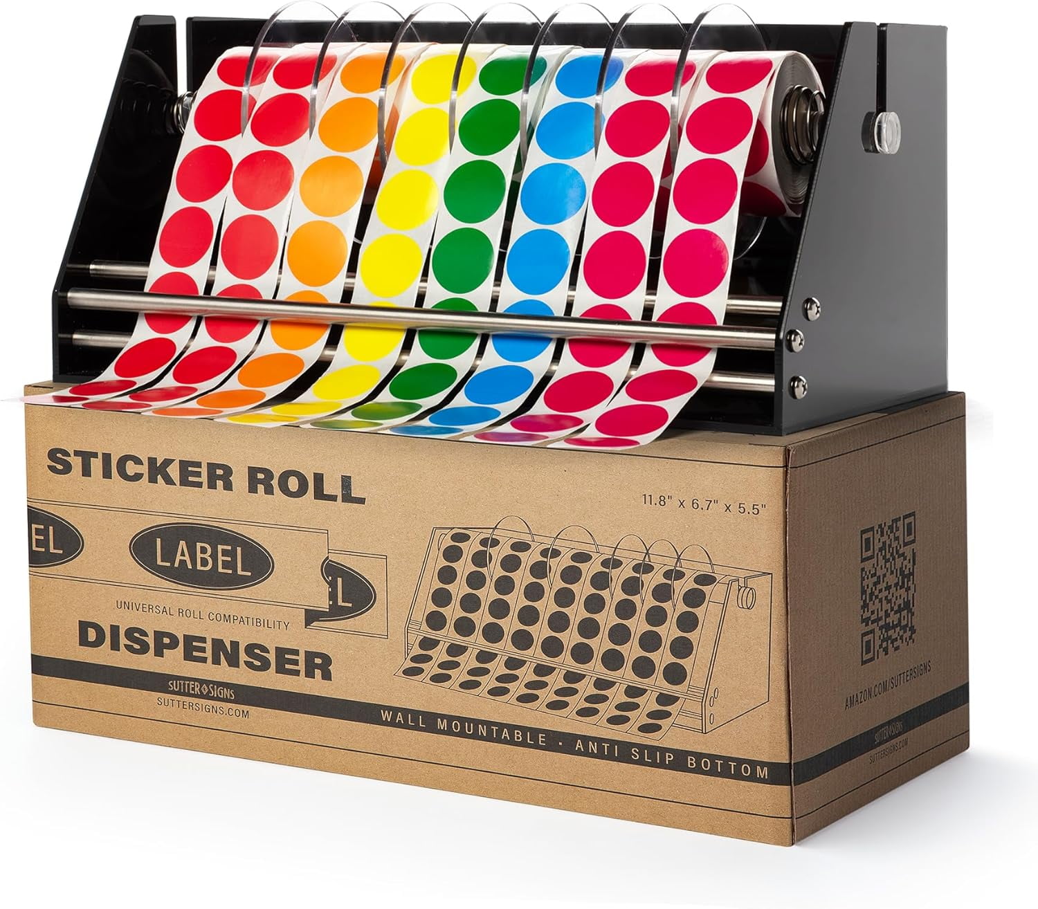 Roll Label Dispenser for Sticker Labels | Thick Durable Acrylic Sticker ...