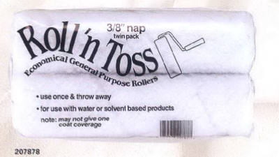 Roll'N Toss 2 Pack 9" Disposable 3/8" Nap Twin Roller Covers, Each ...