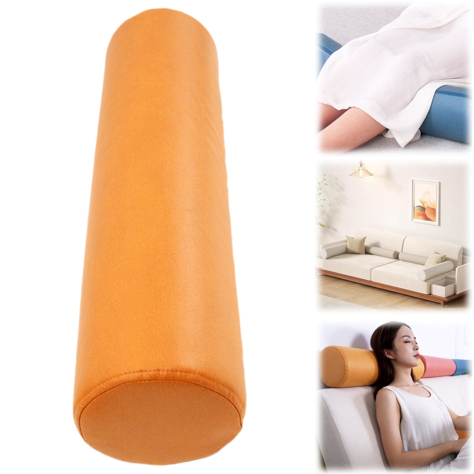 Roll Pillow for Neck - Memory Foam Round Cylinder Bolster for Cervical ...
