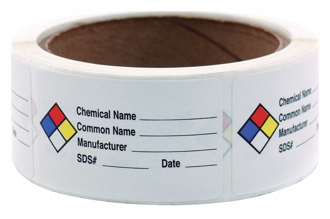 Roll Products NFPA Label,1.5"x2.5",Chemical Name,PK250 163-0013 ...