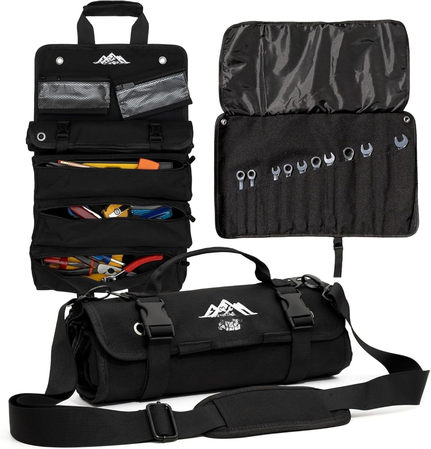 Roll Up Tool Bag 900D Canvas & 1680D Straps - Detachable Wrench Roll ...