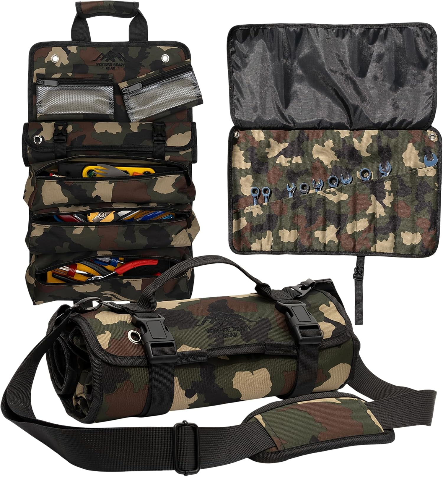 Roll Up Tool Bag 900D Canvas & 1680D Straps - Detachable Wrench Roll ...