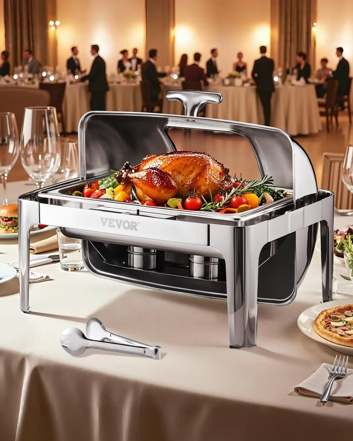 Roll Top Chafing Dish Buffet Complete Set 9 Qt 1 Pack Stainless Steel ...